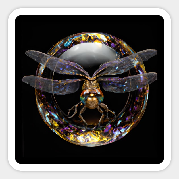 Dragonfly In A Bubble - Dragonfly Art - Sticker | TeePublic